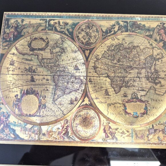 Manifestations | Art | Vtg Foil World Map Wall Art Framed Optical ...